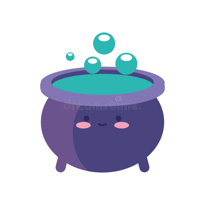 Cute Kawaii Witch Cauldron Vector Stock Vector - Illustration of ...