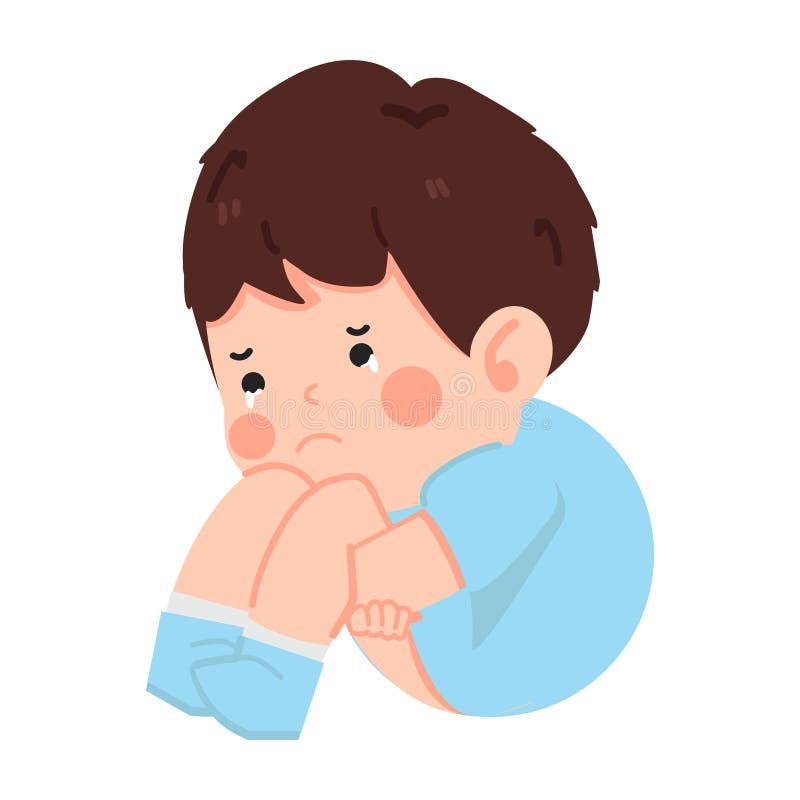 Cute Kid boy crying sad stock vector. Illustration of student - 291862008