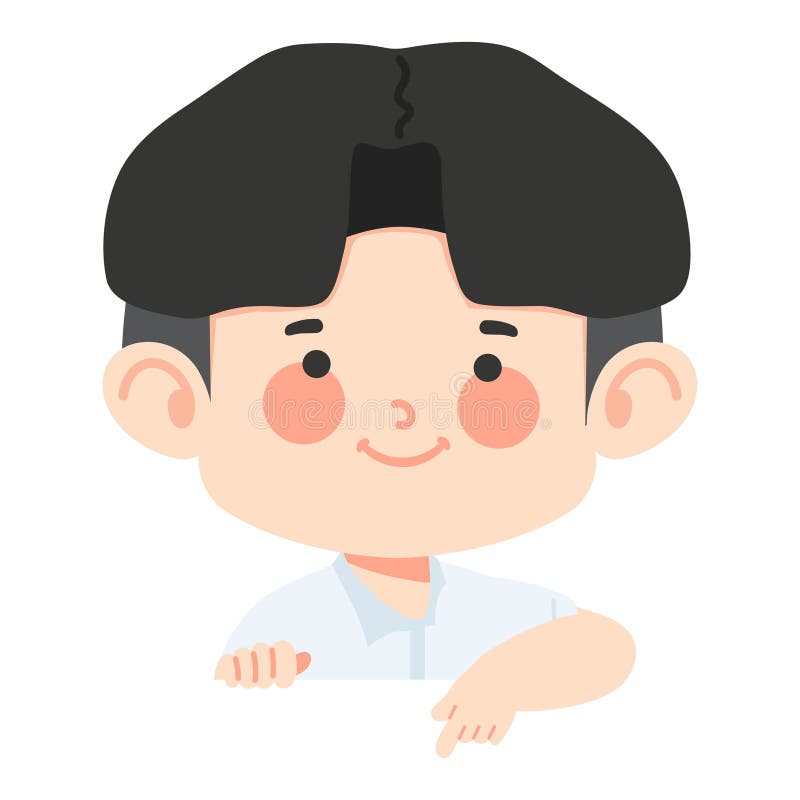 Cute Kid boy points down stock illustration. Illustration of student ...