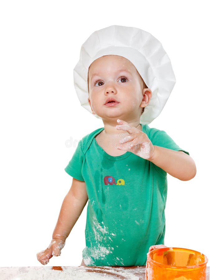 Cute Kid in a Chef S Hat Preparing the Pizza Stock Photo - Image of ...