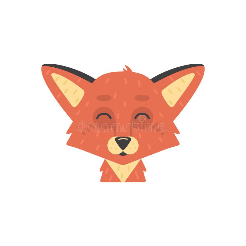 Cute Kid Fox Face Vector Illustration Isolated on White. Stock Vector ...