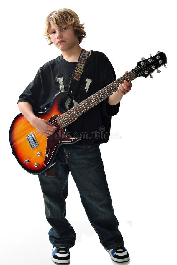 Young Kid Playing Guitar on Beach Stock Image - Image of play, person ...