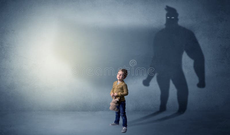 Cute Kid with Hero Shadow Behind Stock Image - Image of confident ...