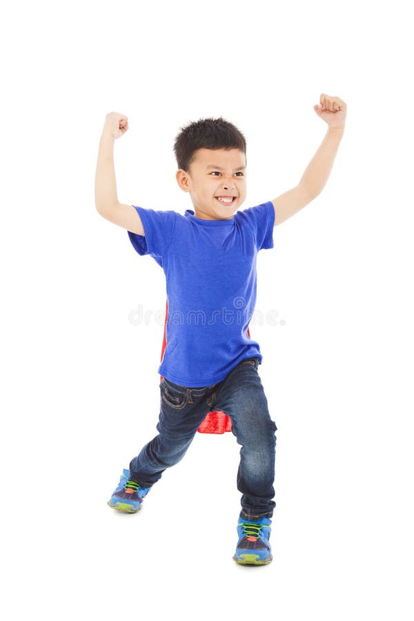 Cute Kid Imitate Superman Pose Facial Expression Stock Photos - Free ...