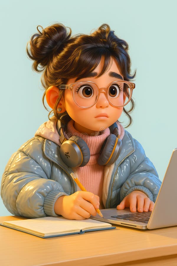 A Cute Kid is Learning. Tired of Lessons Stock Illustration ...