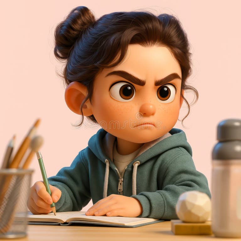 A Cute Kid is Learning. Tired of Lessons Stock Illustration ...