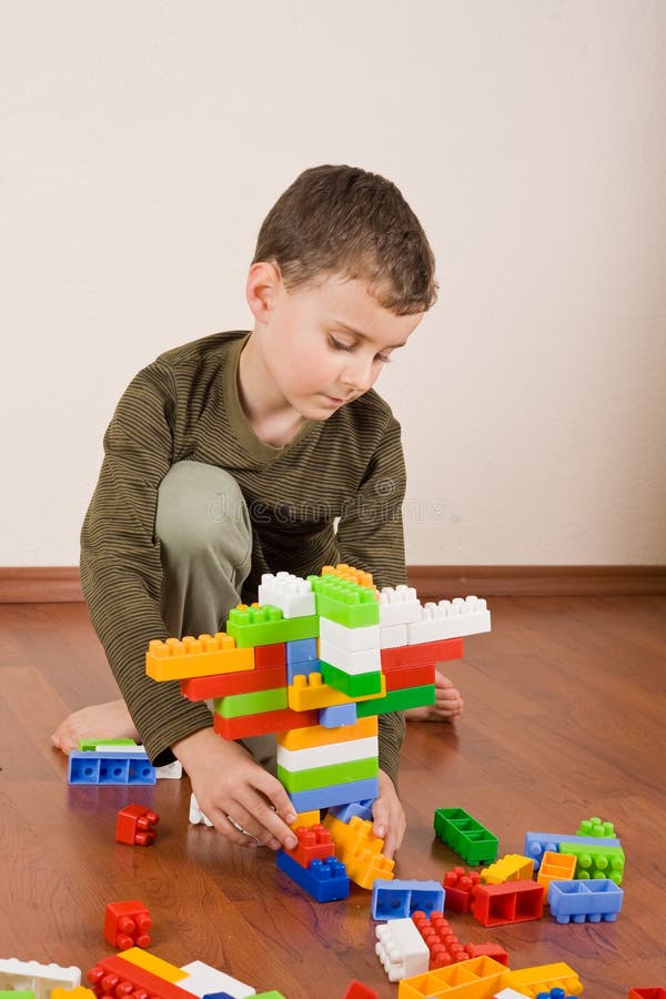 Cute Kid Playing with Cubes Stock Image - Image of architecture, close ...