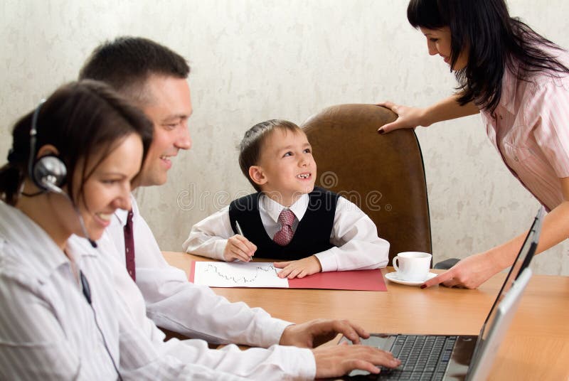 Cute Kid in the Role of an Office Manager Stock Photo - Image of group ...