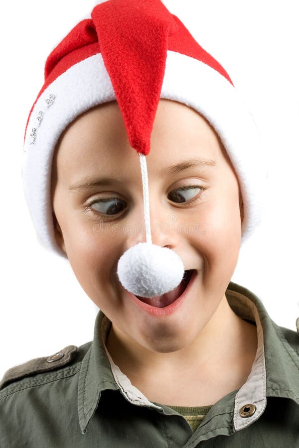 Cute kid with Santa hat stock image. Image of emotions - 7402275