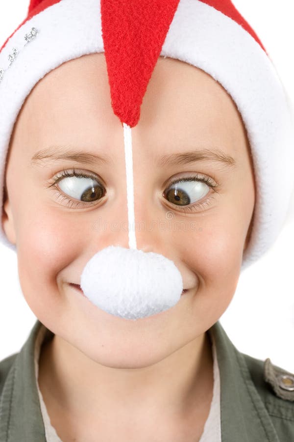 Cute kid with Santa hat stock photo. Image of expression - 7402282