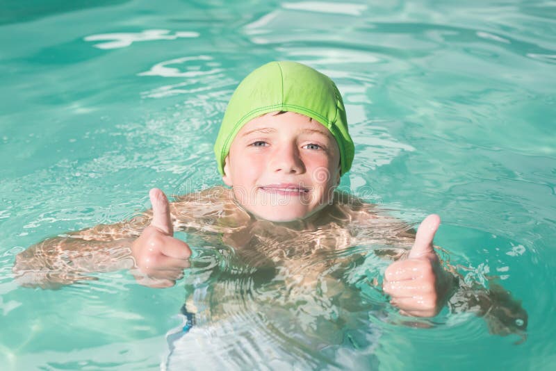 Cute Kid Swimming in the Pool Stock Photo - Image of recreational, pool ...