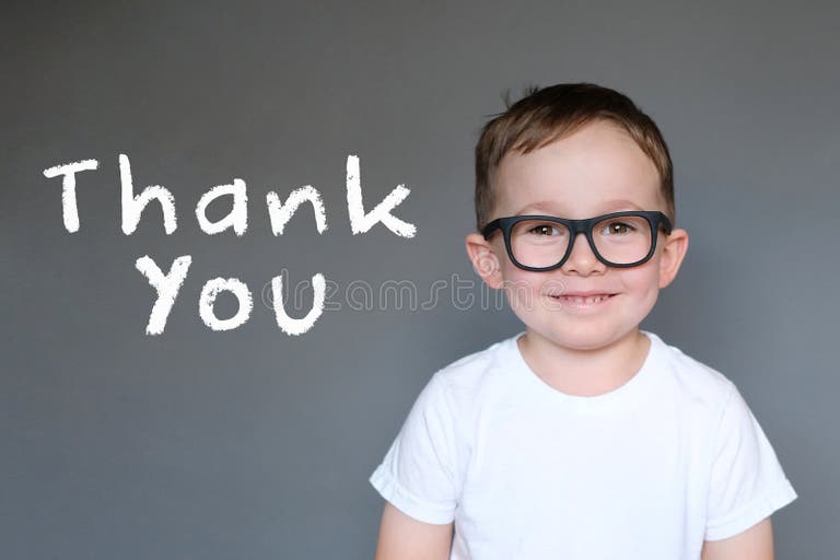 Cute Kid with a Thank You Message Stock Image - Image of greeting ...
