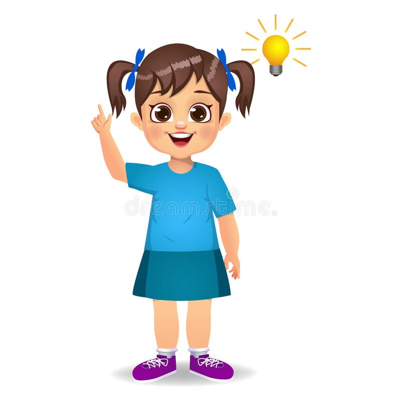Cute kid thinking idea stock illustration. Illustration of problem ...