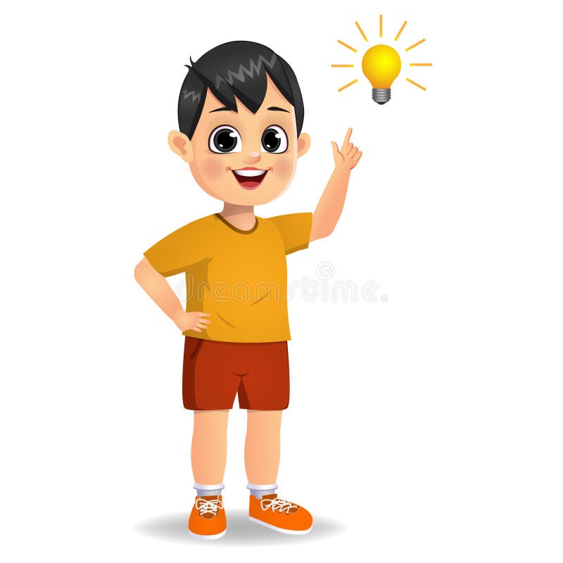 Cute kid thinking idea stock illustration. Illustration of question ...
