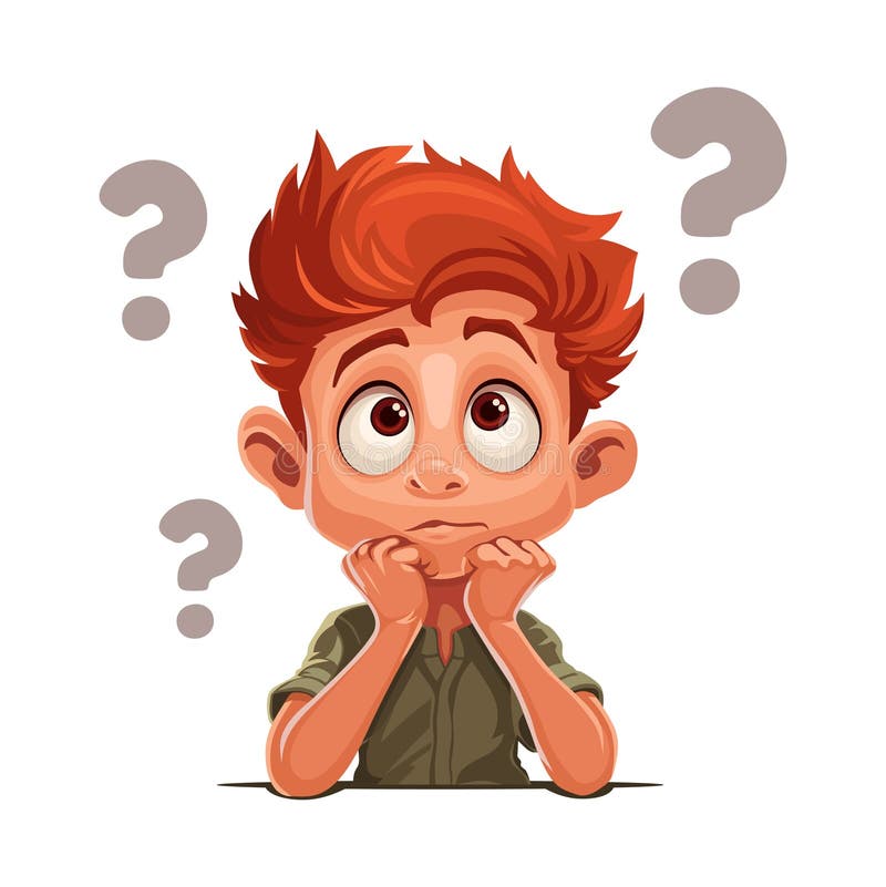 Cute Kid Thinking Idea on White Background. Vector Stock Vector ...