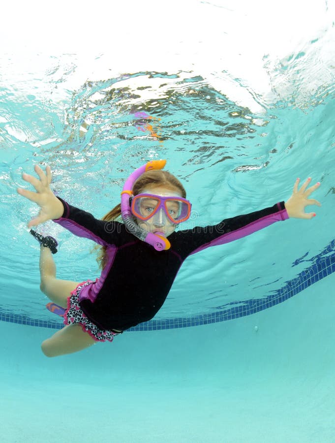 Cute Kid Underwater in Pool Stock Image - Image of swimmer ...