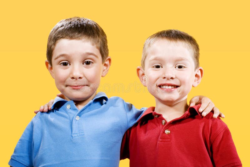 Two Kids Friends Standing Together Stock Image - Image of girl ...