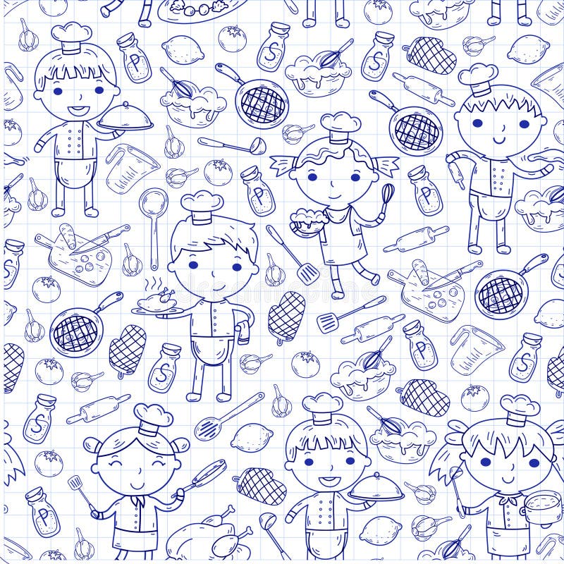 Cute Kids Chef on White Background Children Cooking Kitchen Children ...