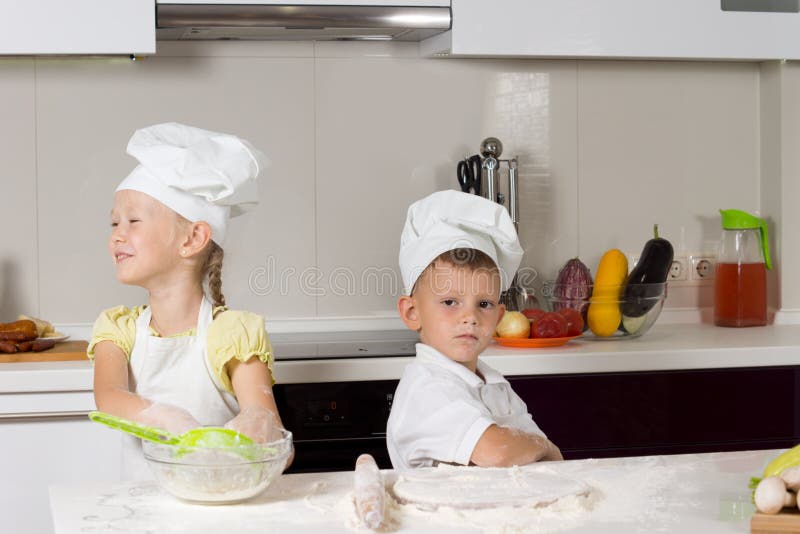 Cute Kids Chefs Attire Kitchen Stock Photos - Free & Royalty-Free Stock ...