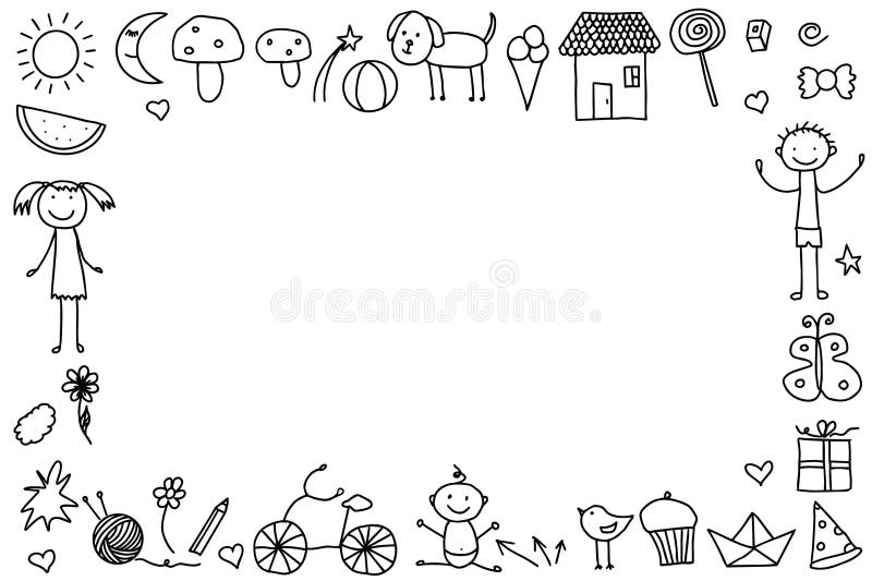 Cute Kids Doodle Set. Children S Drawings Stock Illustration ... Cute Kids Doodle Set. Children S Drawings Stock Illustration ...