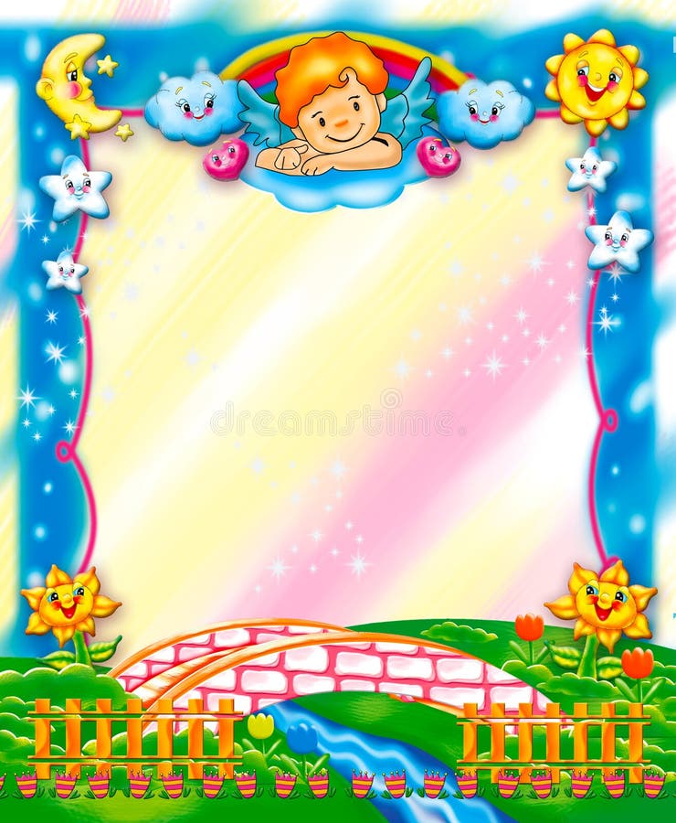 Cute kids frame stock illustration. Illustration of nature - 100369346