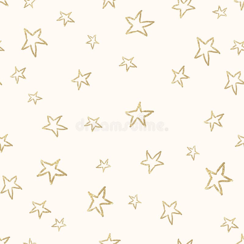 Cute Kids Gold Glittering Stars Vector Seamless Pattern Stock Vector ...