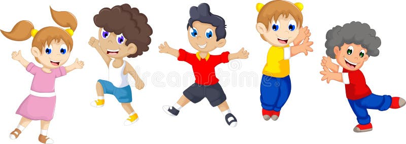 Cute kids jumping stock illustration. Illustration of design - 60191827
