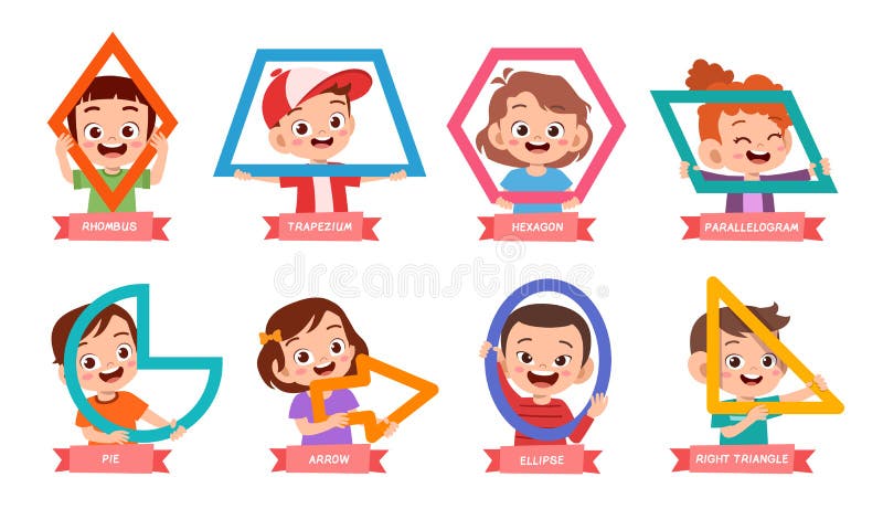 Cute Kids Learn Basic Shape Math Lesson Stock Illustration ...