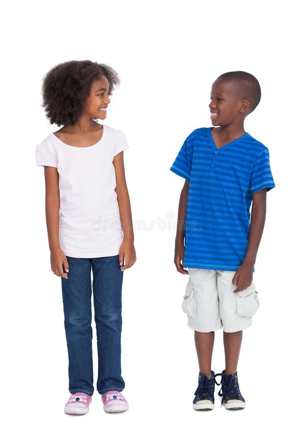 Cute Kids Looking at Each Other Stock Image - Image of together, jeans ...