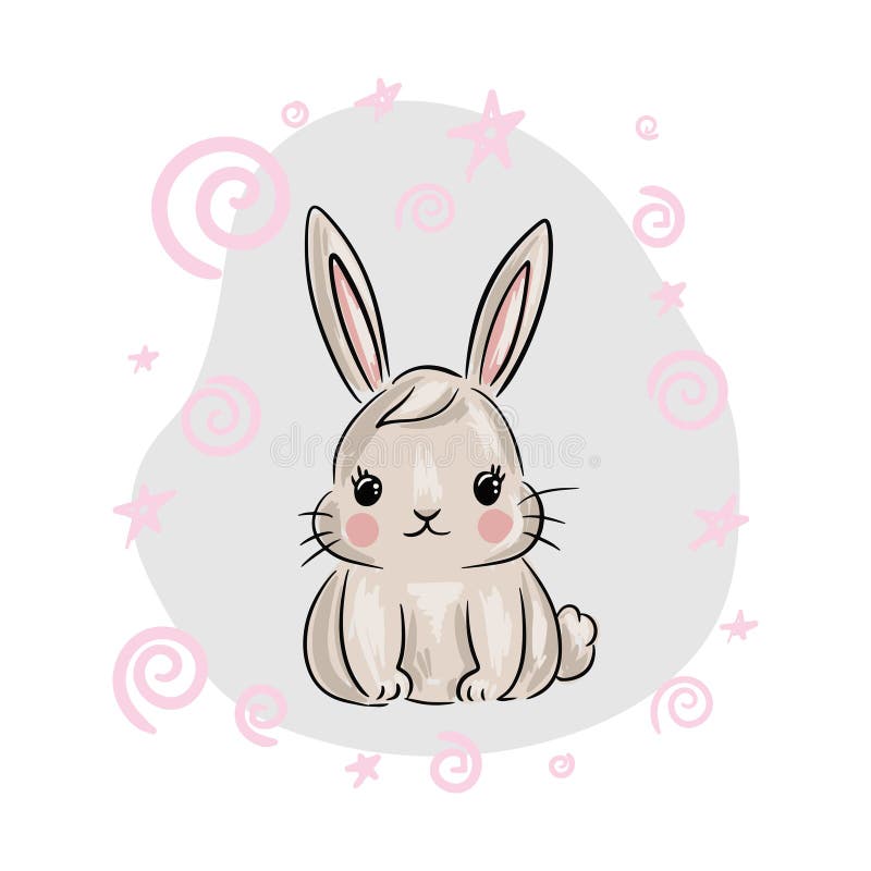 Cute Kids Print Rabbit with Design Elements Children Decor Stock ...