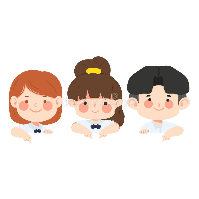 Cute Kids Student Pointing Down Stock Vector - Illustration of ...