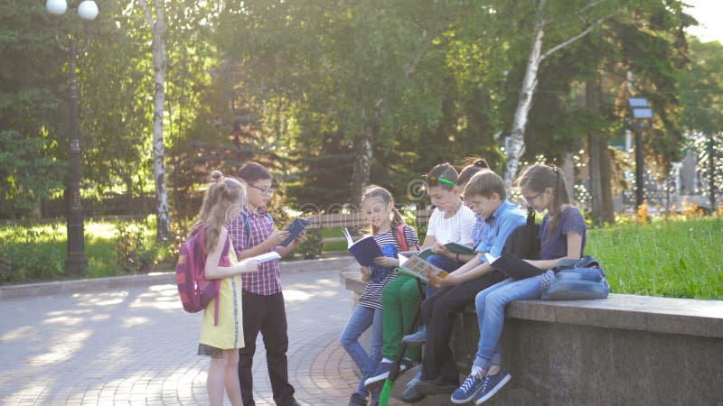 Cute Kids Study with Books and Notebooks Stock Video - Video of girl ...