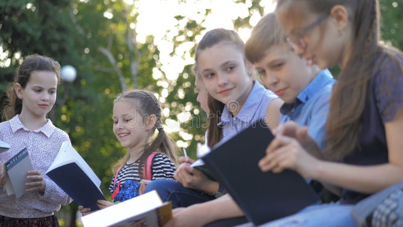 Cute Kids Study with Books and Notebooks Stock Video - Video of ...