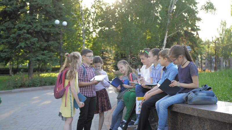 Cute Kids Study with Books and Notebooks Stock Footage - Video of afro ...