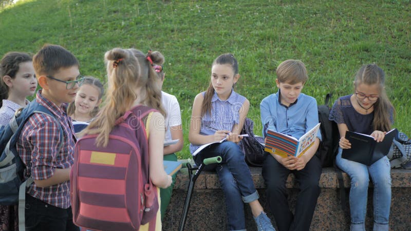 Cute Kids Study with Books and Notebooks Stock Video - Video of concept ...