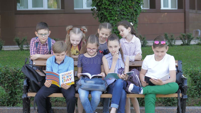 Cute Kids Study with Books and Notebooks Stock Video - Video of book ...