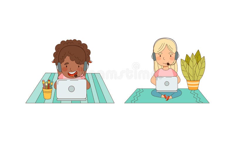 Cartoon Kids Using Computers Stock Illustrations – 119 Cartoon Kids ...