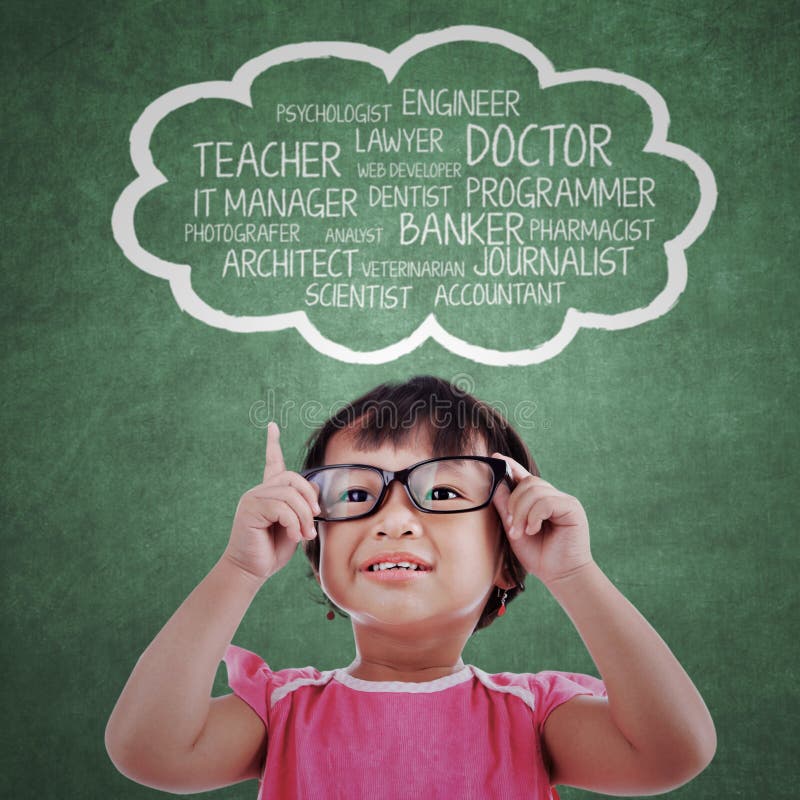 Cute Kindergarten Student with Her Dreams Stock Photo - Image of female ...