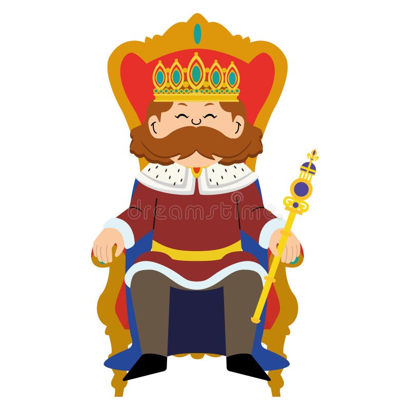 Cute King Character with Crown Vector Stock Illustration - Illustration ...