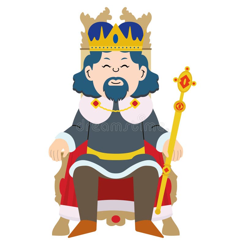 Cute King Character with Crown Vector Stock Illustration - Illustration ...