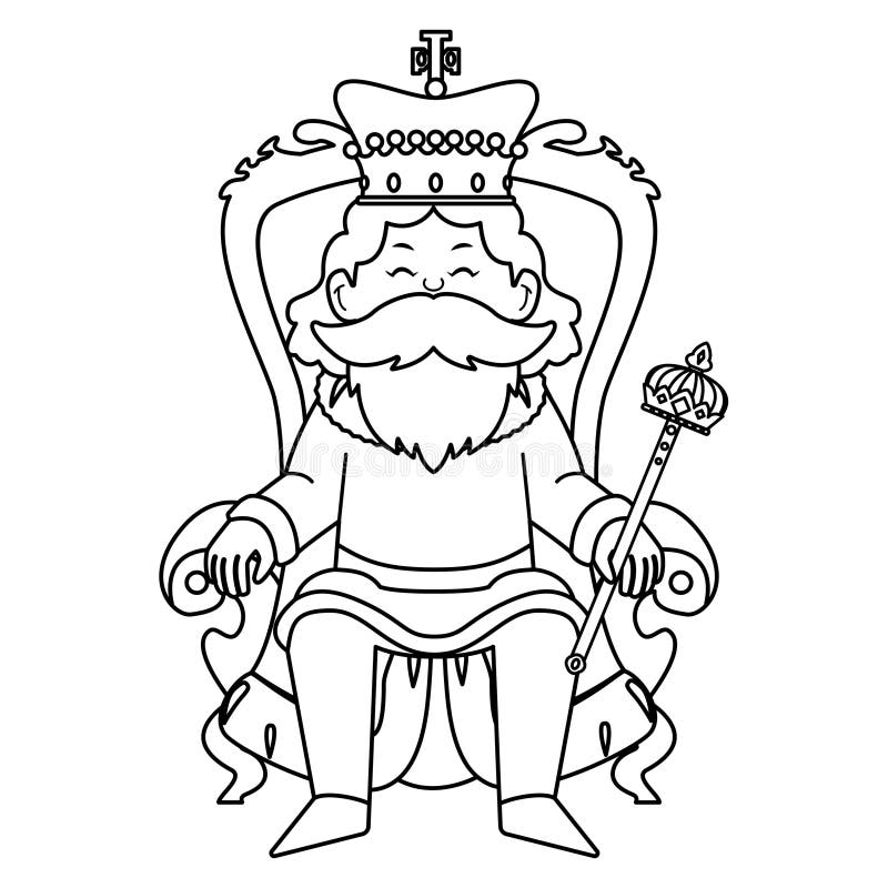 Cute King Character with Crown Vector Stock Illustration - Illustration ...