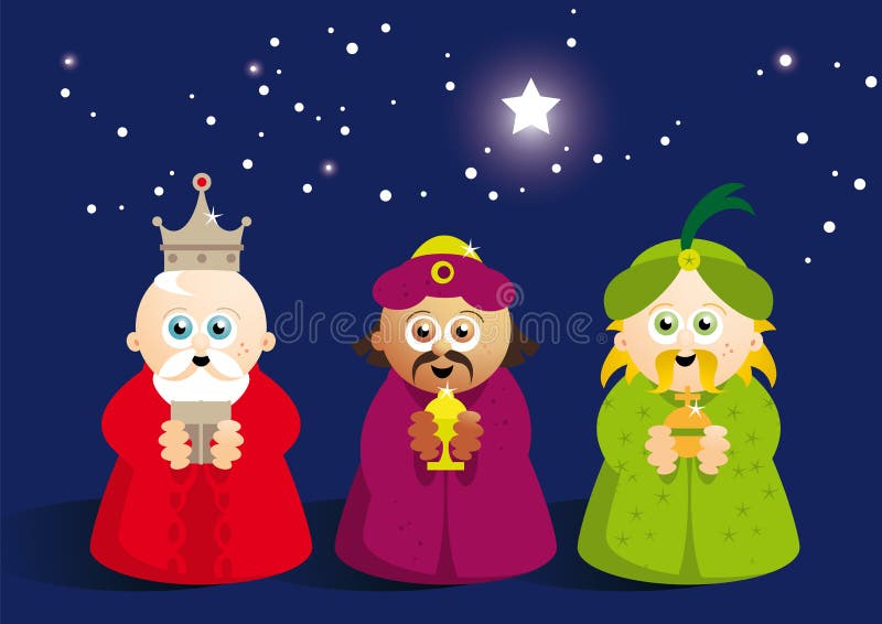 Three kings blue stock illustration. Illustration of worship - 6114595