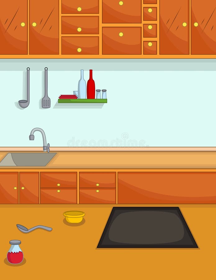 Cute kitchen cartoon stock illustration. Illustration of artwork - 70201037