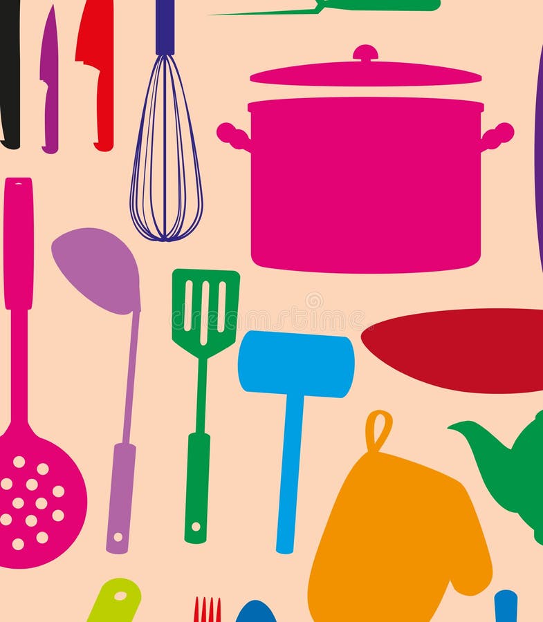 Cute kitchen pattern. stock vector. Illustration of aroma - 28731247