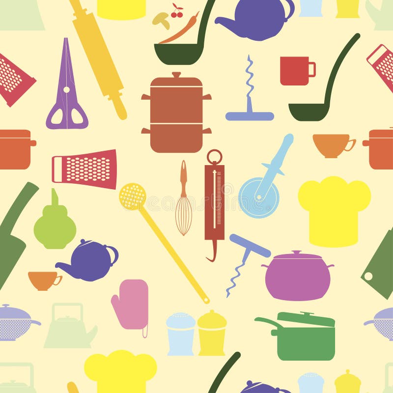 Cute Kitchen Pattern. Vector Illustration Stock Vector - Illustration ...