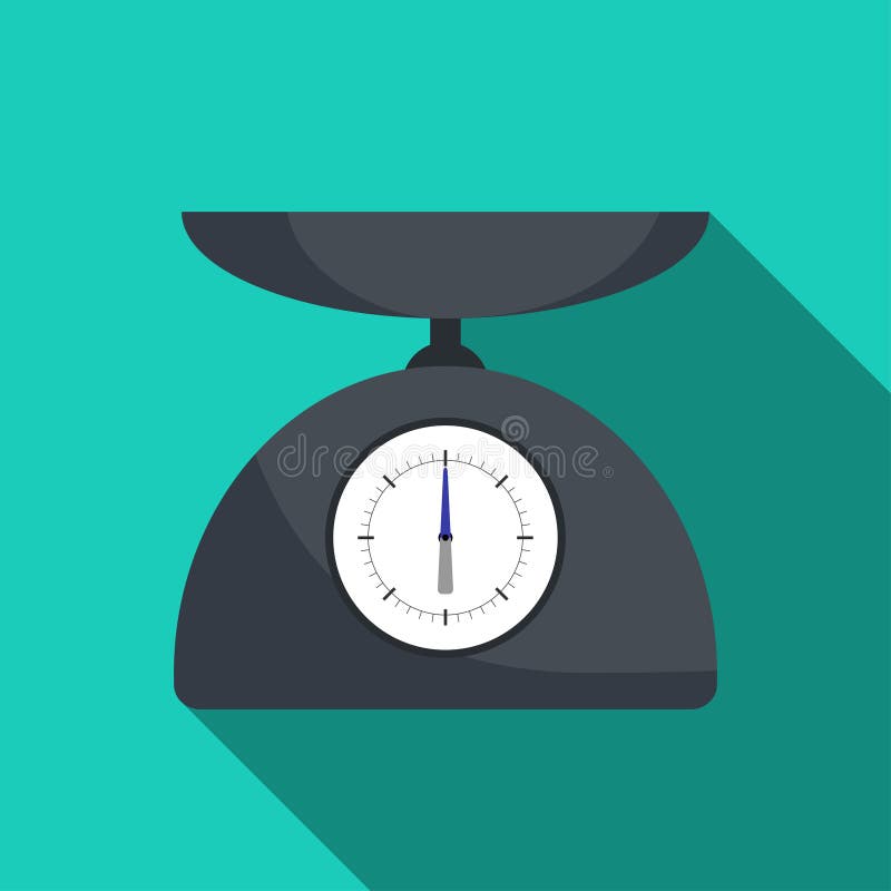 Cute Kitchen Scale in Flat Style with Long Shadow. Vector Illustration ...