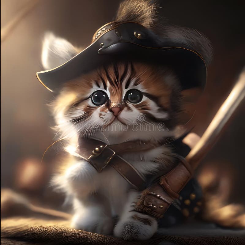 Nice cute kitten pirate stock illustration. Illustration of cute ...