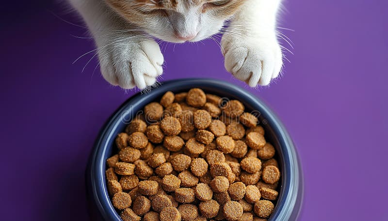 Cute Kitten Eating Dry Cat Food from Bowl Generated by AI Stock Image ...
