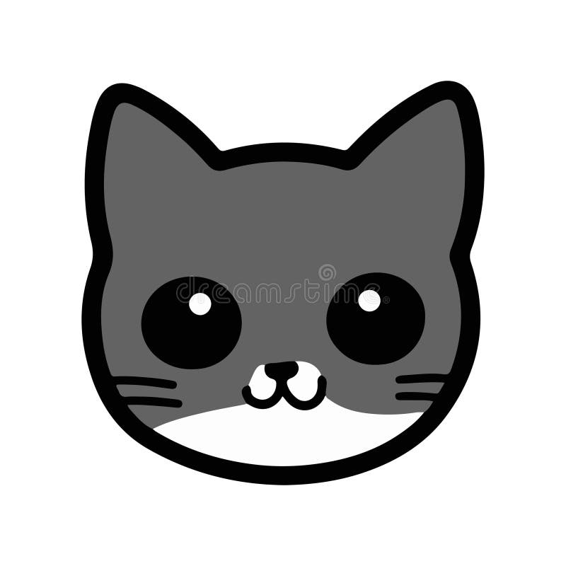 Cute Kitten Face. Cat Head Shape Icon Stock Vector - Illustration of ...