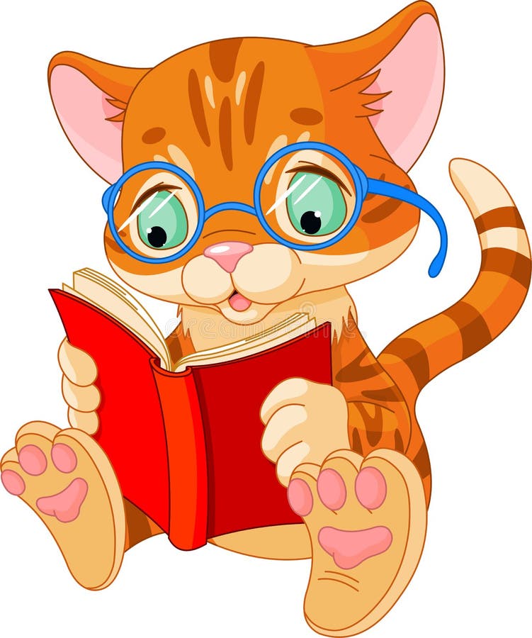 Reading cat stock vector. Illustration of book, reading - 11536910